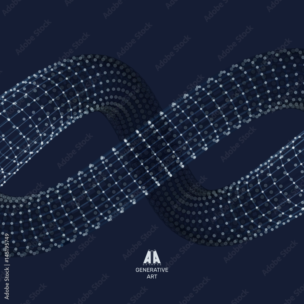 Spiral 3d Vector Illustration Wireframe Connection Structure Abstract Dynamic Background