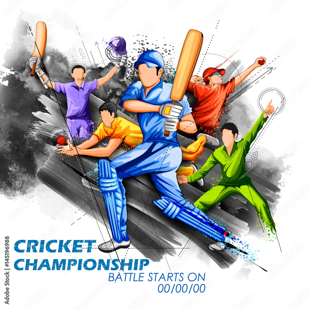 Batsman and bowler playing cricket championship sports Stock Vector ...