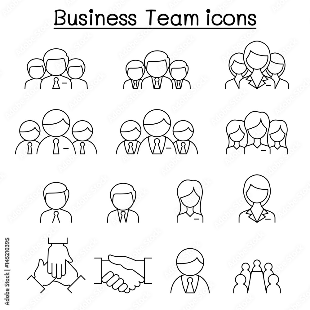 Business team icon set in thin line style Stock Vector | Adobe Stock