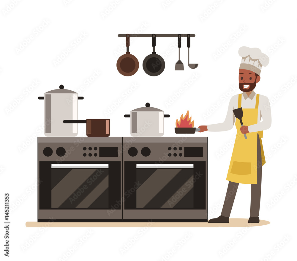 chef cooking in restaurant character design no.10 Stock Vector | Adobe ...