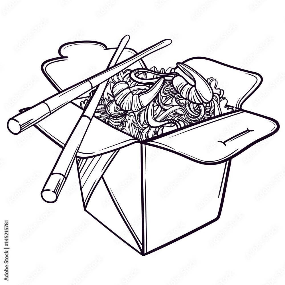 Chinese Takeout Box Drawing