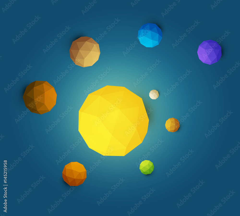 Cartoon planet in solar system. Science concept inspiration. Paper art ...