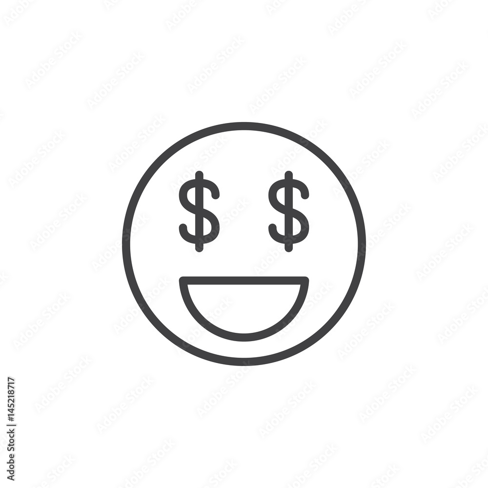 Money Face, Dollar Sign Eyes line icon, outline vector sign, linear ...