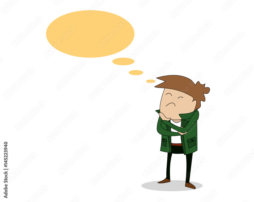 vector illustration cartoon character of man standing and thinking ...