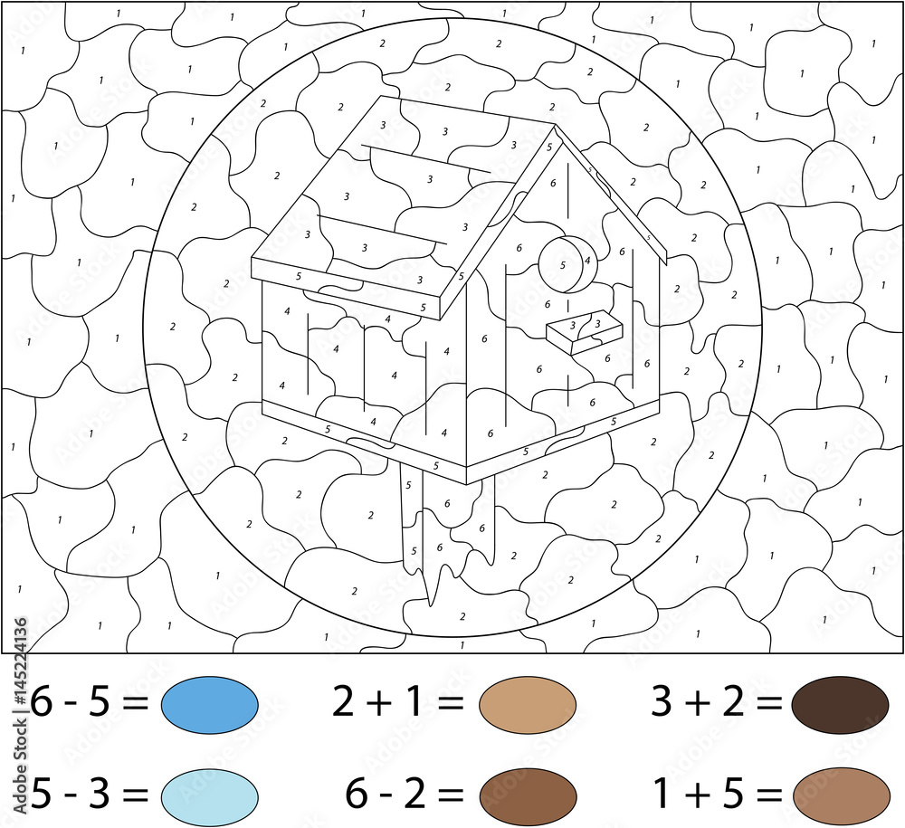Cartoon nesting box. Color by number educational game for kids Stock ...