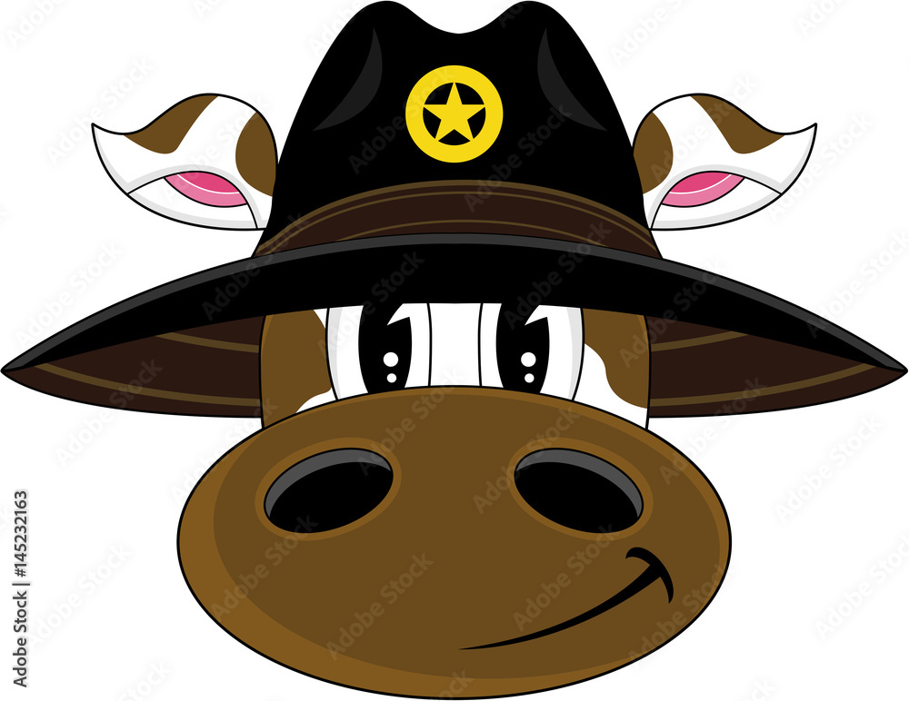 Cartoon Cow Cowboy Sheriff Stock Vector | Adobe Stock