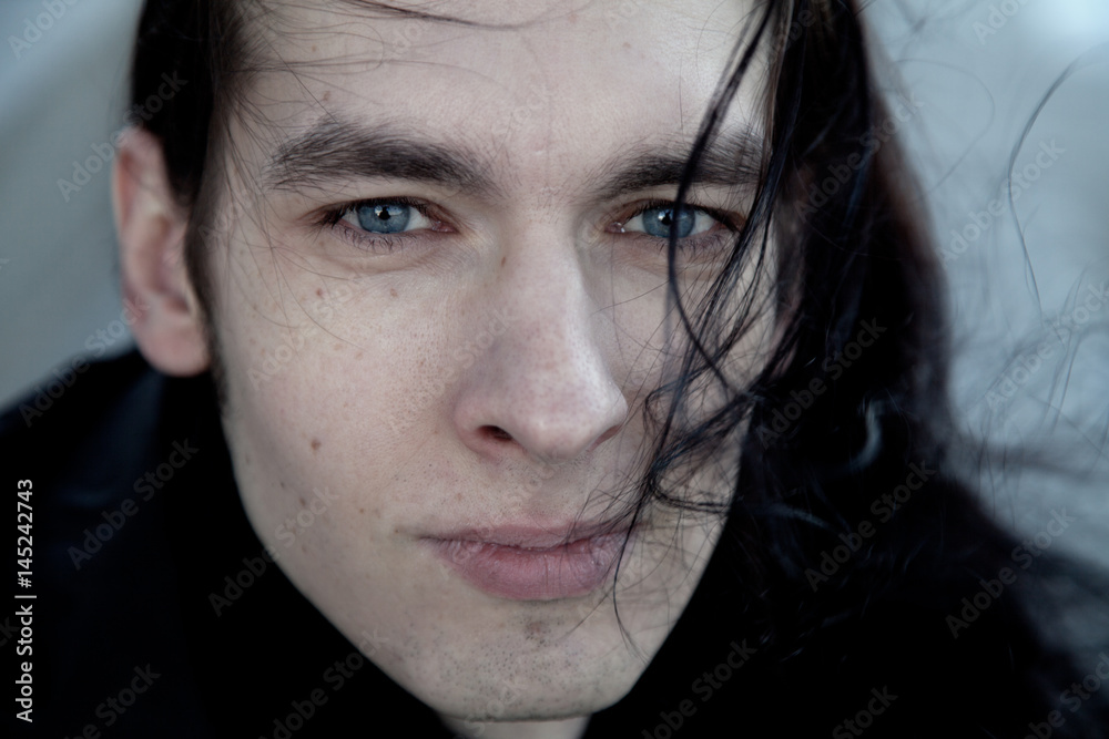 deep eyes spirit of handsome long hair man Stock Photo | Adobe Stock