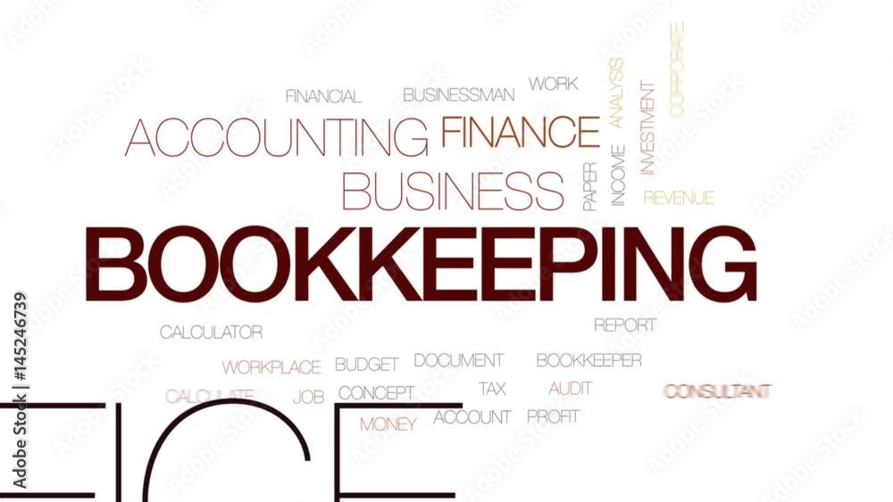 Bookkeeping animated word cloud, text design animation. Kinetic ...