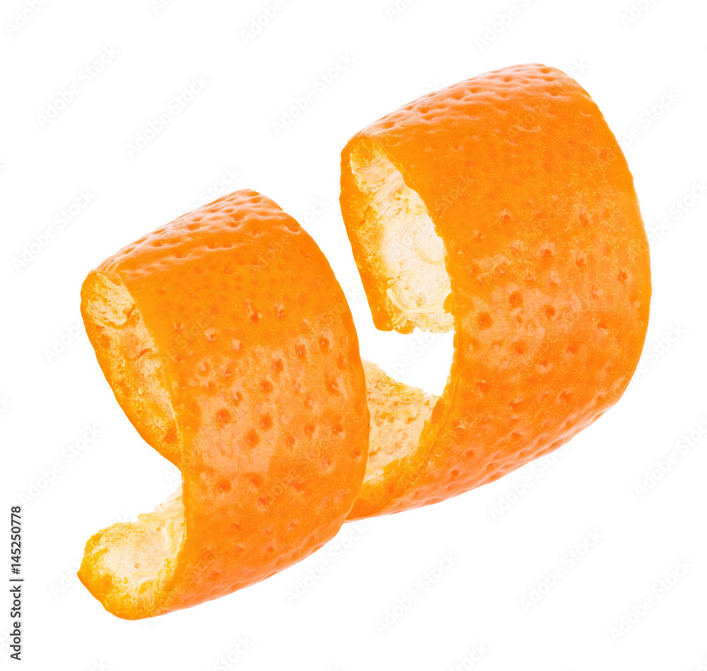 Curl orange peel isolated on white background Stock Photo | Adobe Stock