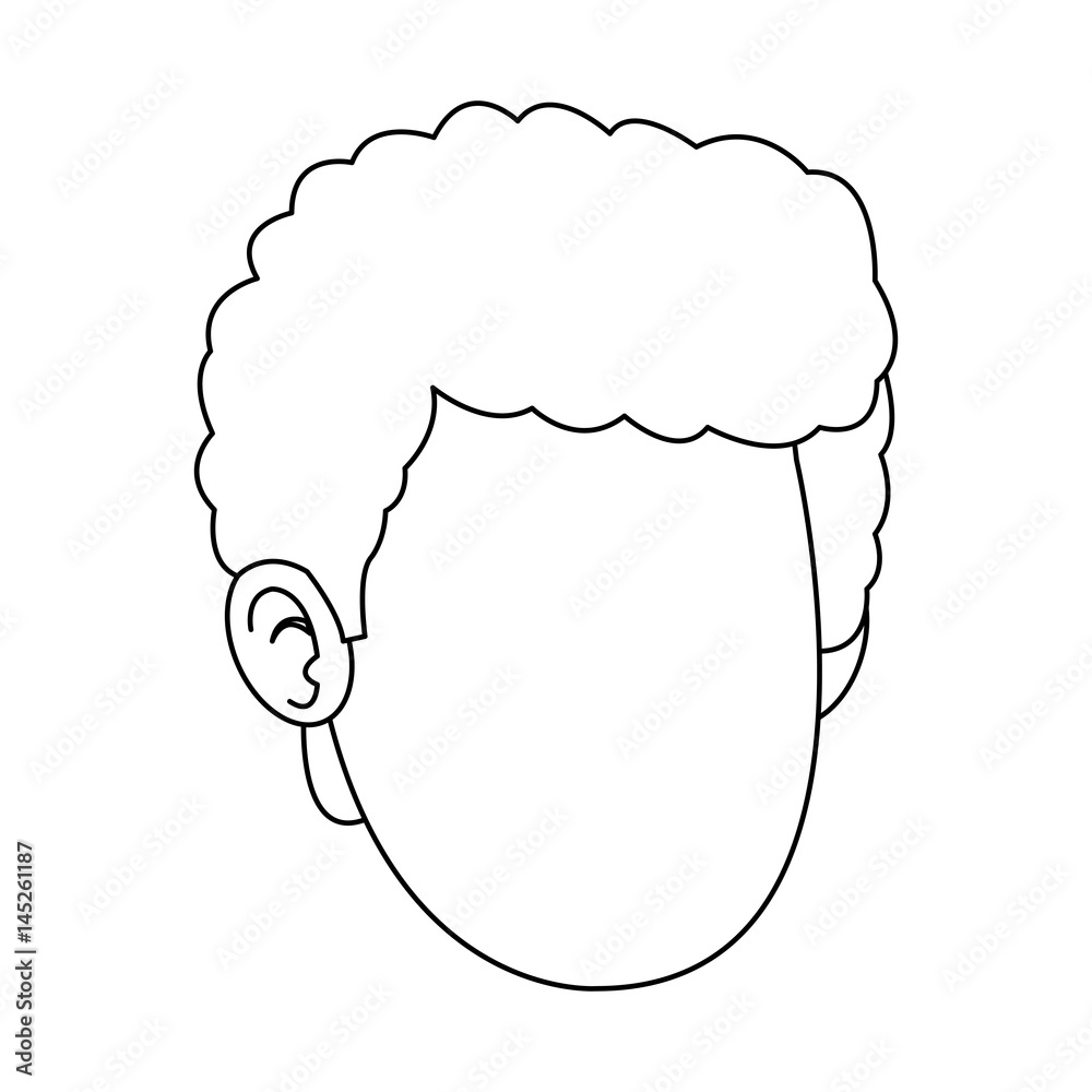 faceless young man cartoon icon image black line vector illustration ...