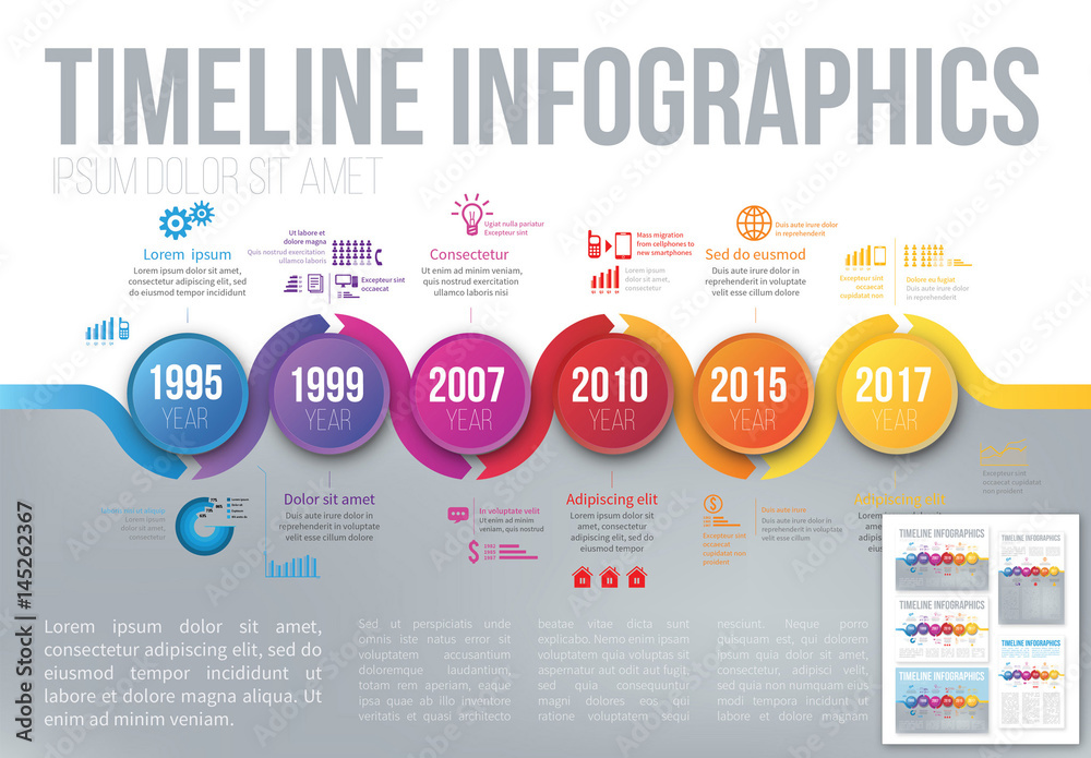 Bright Timeline Infographic 3 Stock Template | Adobe Stock
