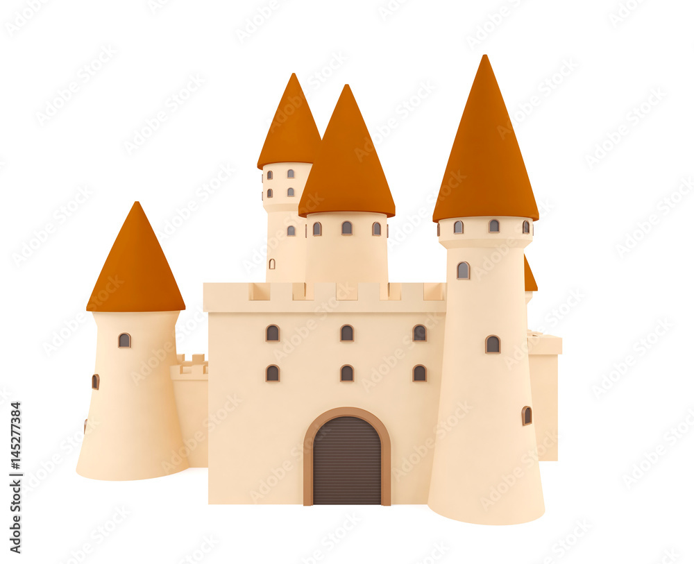 Cartoon medieval castle isolated on white background Stock Illustration ...