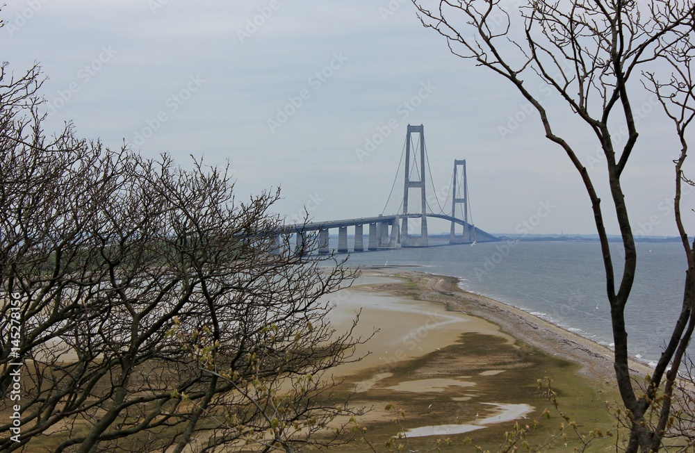 The Great Belt Bridge ( Storebæltsbroen ) connecting the two islands ...