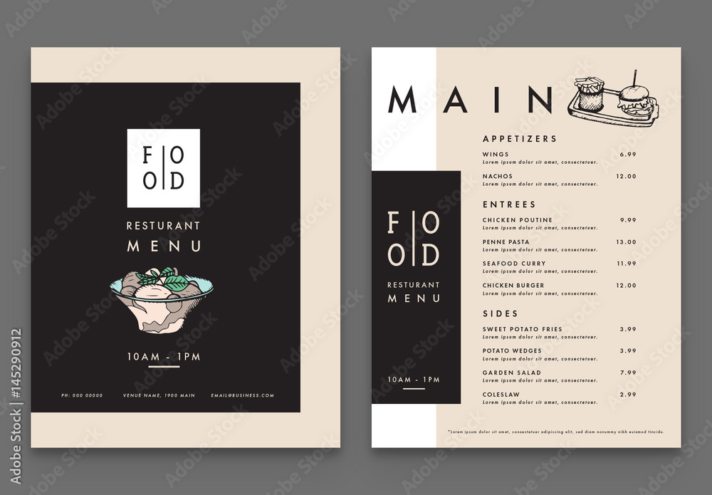 Four Page Modern Menu Stock Template | Adobe Stock