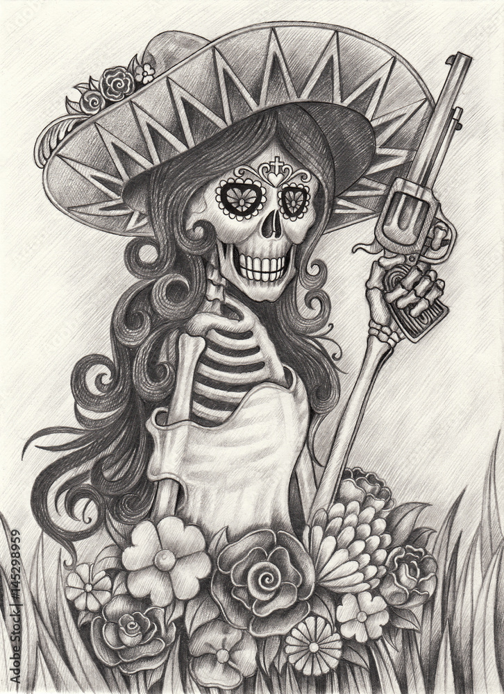 Day Of The Dead Drawings Pencil