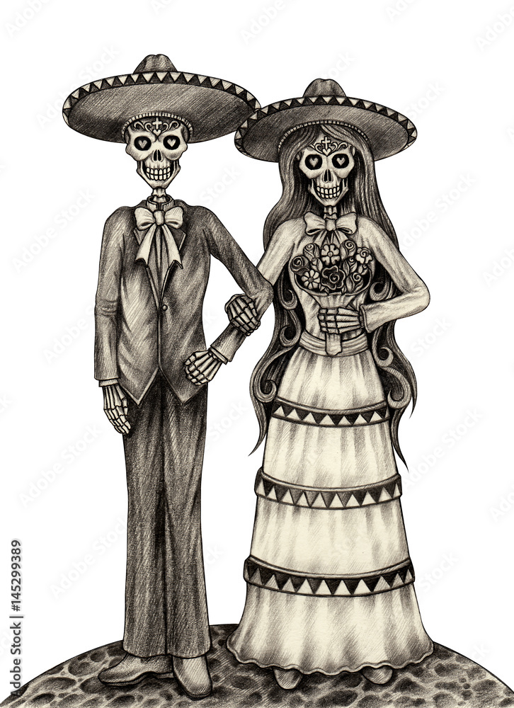 Skeleton Wedding Drawing