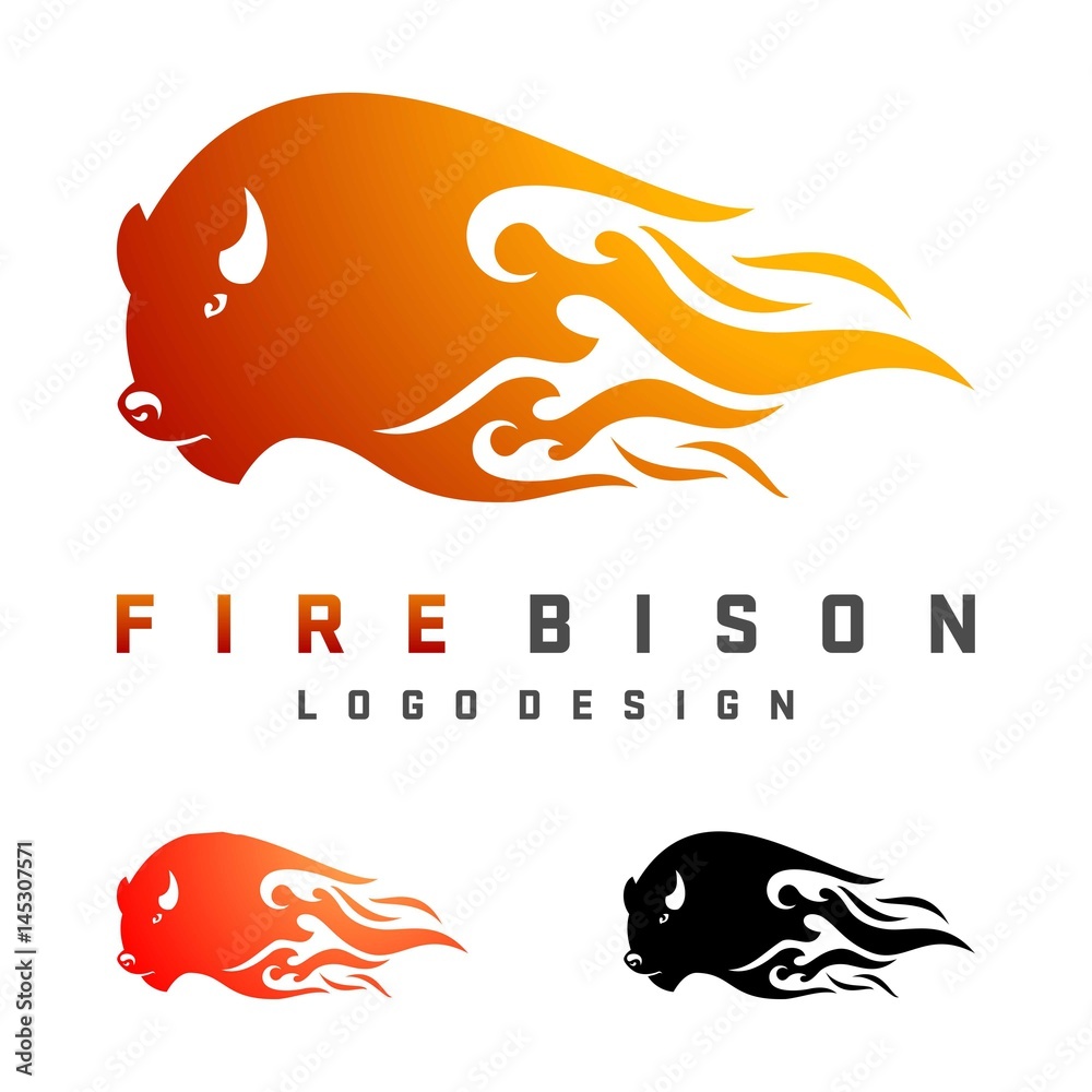 Bison Logo, Bull Logo, Angry Bison Issued a Fire Stock Vector | Adobe Stock