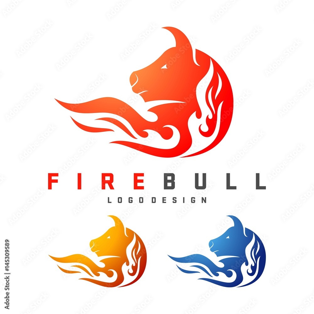 Bull Logo, Angry Bull Fire Design Logo Template Stock Vector | Adobe Stock