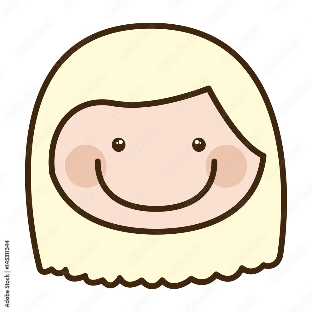 color silhouette cartoon front face girl with short blond hair vector ...