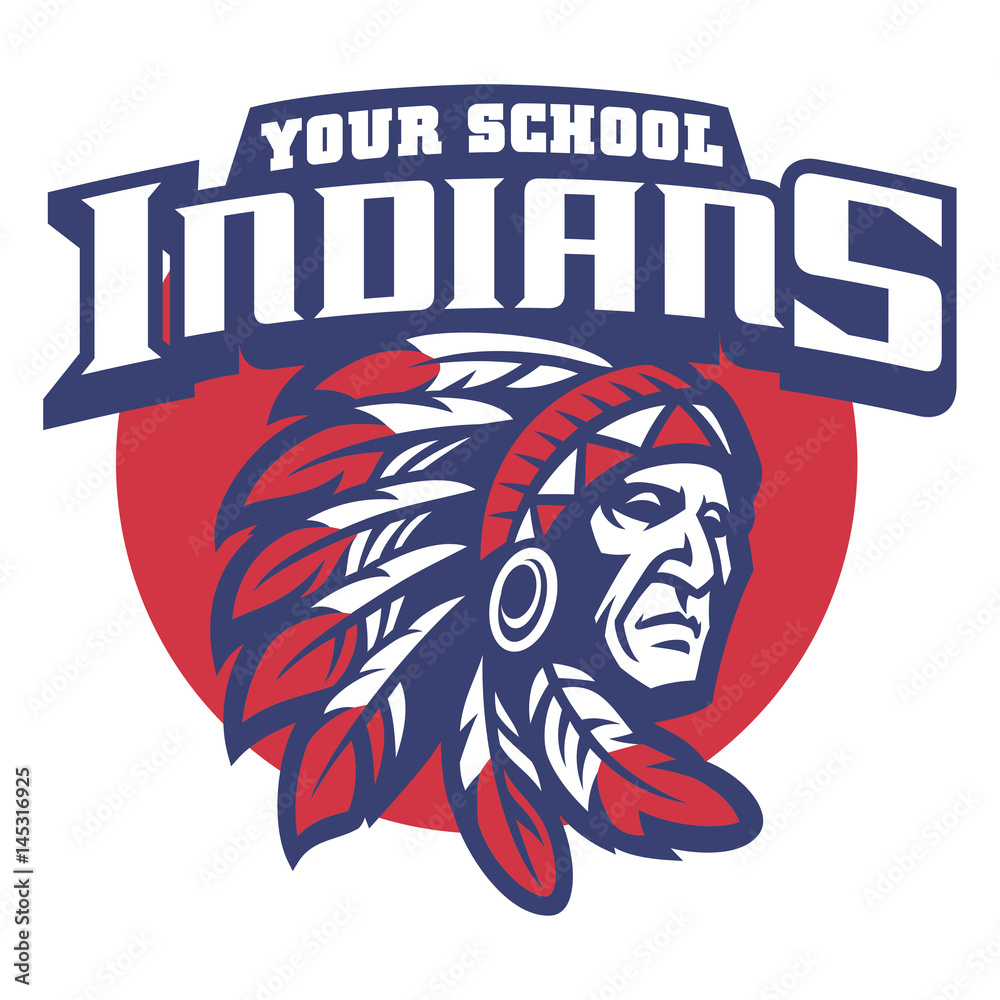School mascot of indian chief head Stock Vector | Adobe Stock