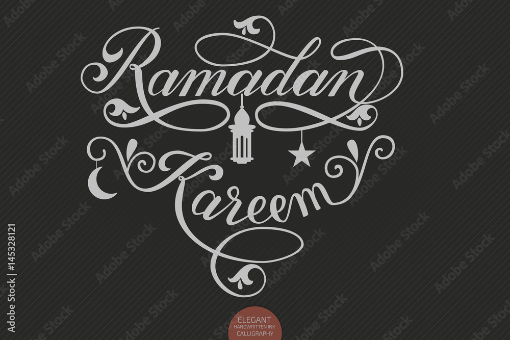 Vector elegant lettering Ramadan Kareem. Muslim holy month illustration ...
