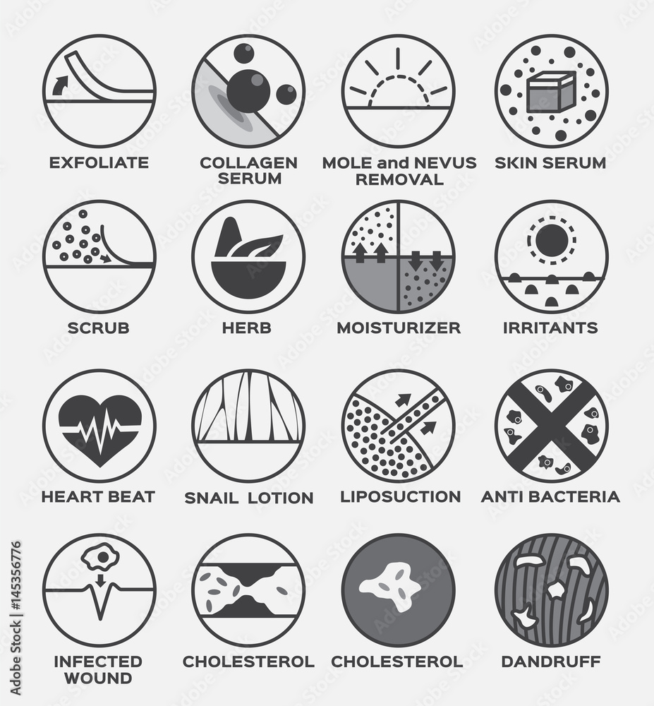 skin icon vector (hair pore eyelash eyebrows brush collagen dead skin ...