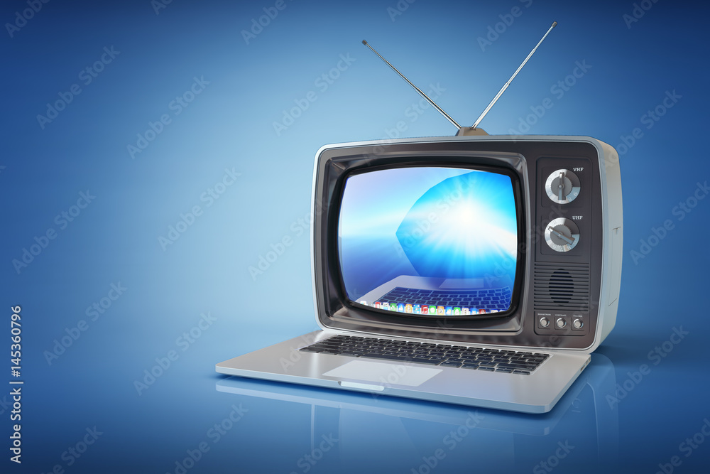 Concept of retro futuristic telecommunication computer technology ...