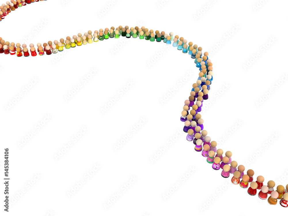 Cartoon Crowd, Color Queue Stock Illustration | Adobe Stock