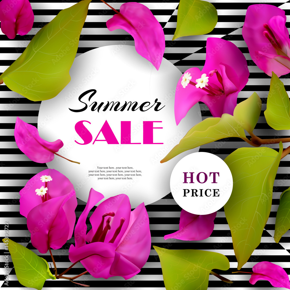 Summer Sale. Discounts. End of season. Concept. Advertising background ...