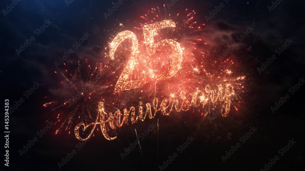 Happy birthday Anniversary 25 years celebration greeting text with ...