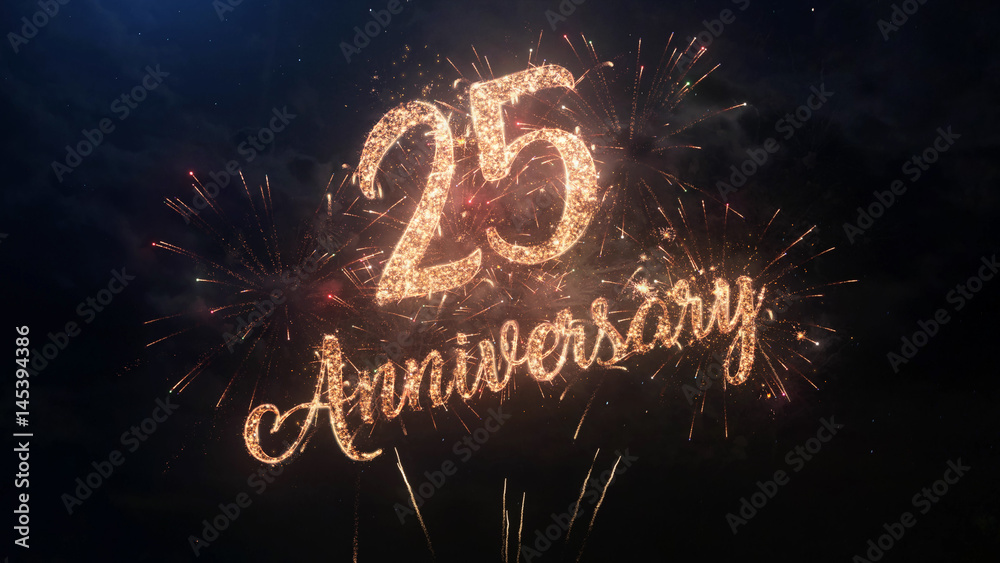 Happy birthday Anniversary 25 years celebration greeting text with ...