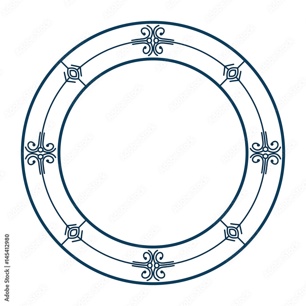 decorative frame in circle shape over white background. vector ...