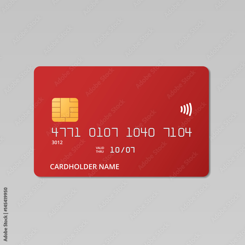Bank, credit card red color mockup Stock Vector | Adobe Stock
