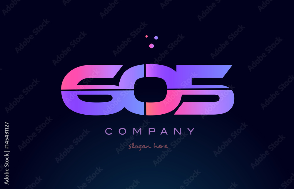 605 pink magenta purple number digit numeral logo icon vector Stock ...