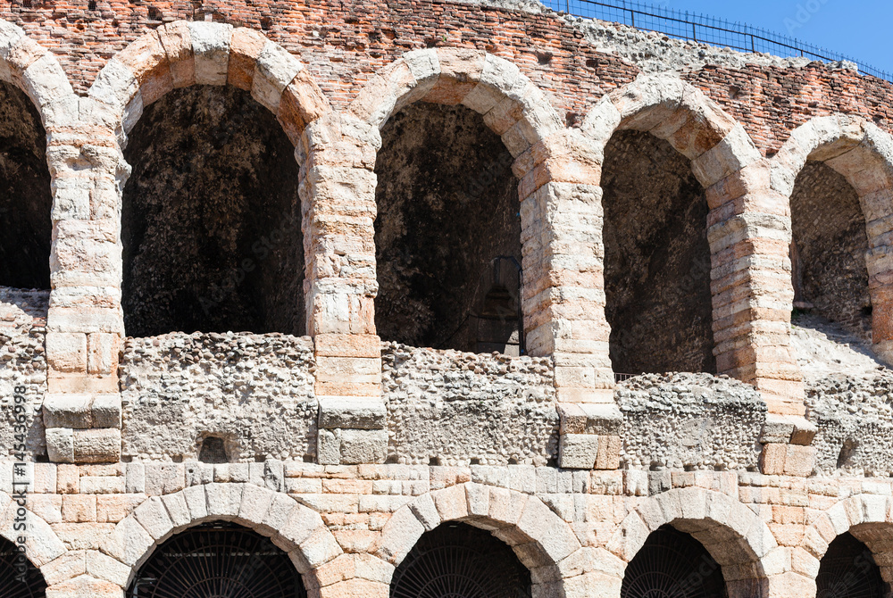 wall of Arena di Verona ancient Roman Amphitheatre Stock Photo | Adobe ...