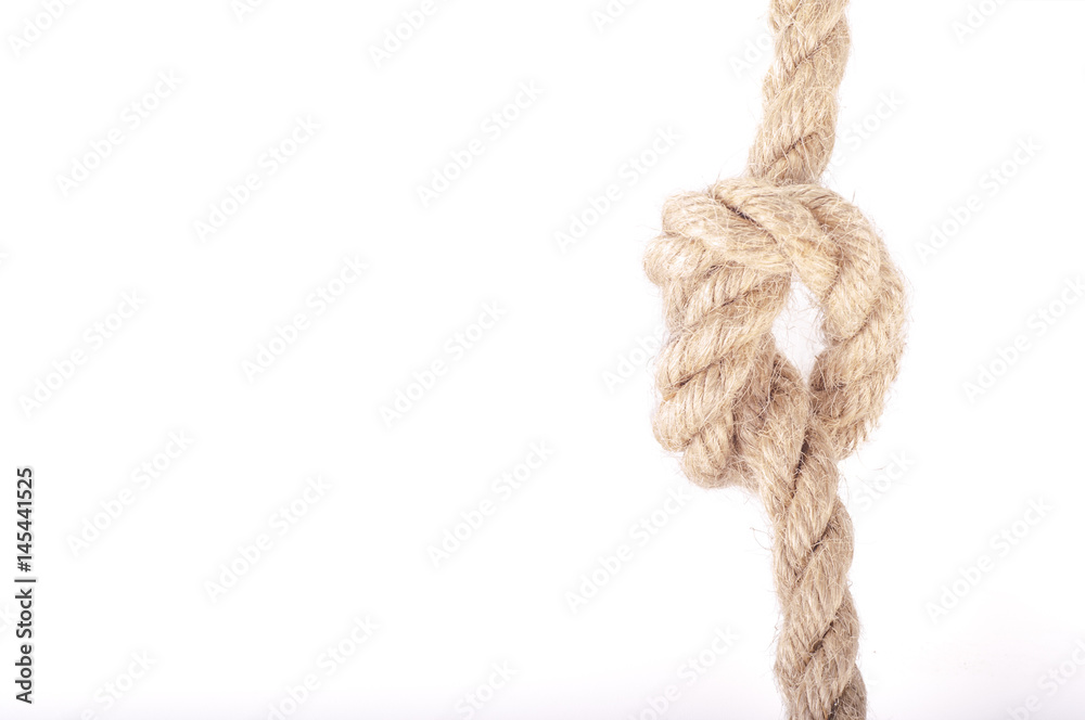 Rope knot as a strong nautical marine line tied together as a symbol ...