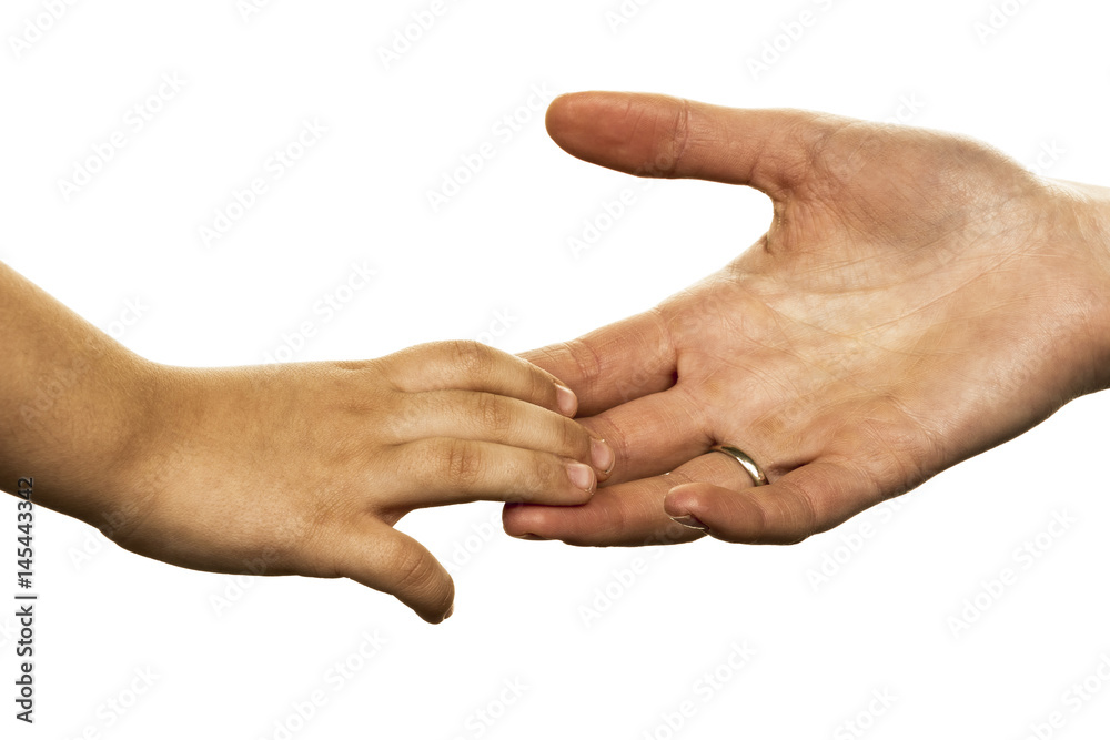 Kleine und große Hand Stock-Foto | Adobe Stock