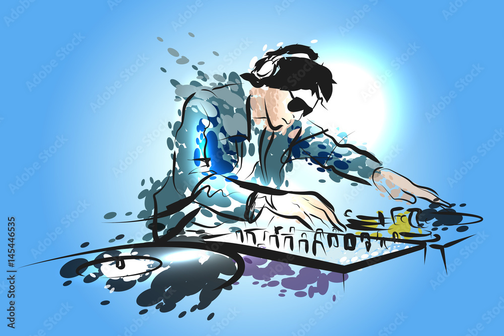 Colored vector line sketch DJ Stock Vector | Adobe Stock Colored vector line sketch DJ Stock Vector | Adobe Stock