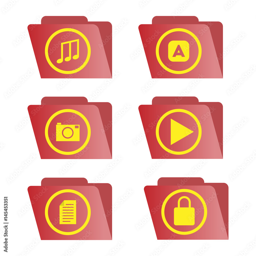 red folder icon set Stock Vector | Adobe Stock