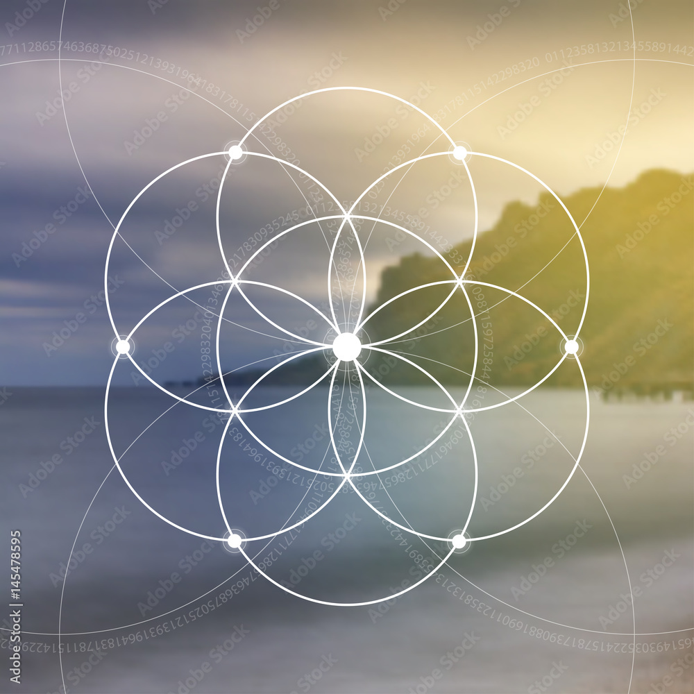 Flower of life - the interlocking circles ancient symbol. Sacred ...