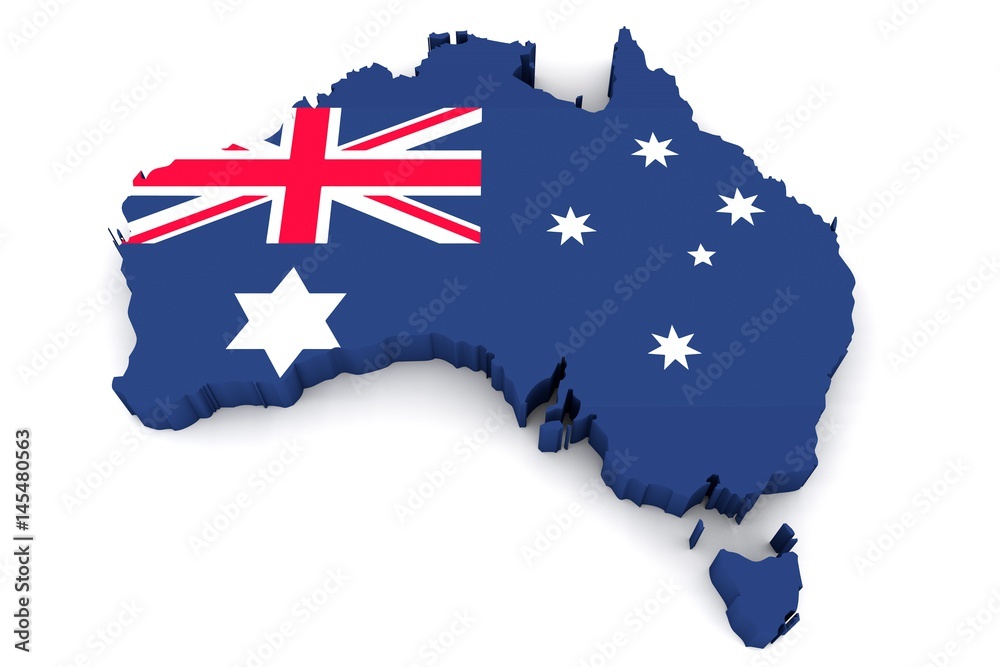 Country shape of Australia - 3D render of country borders filled with ...