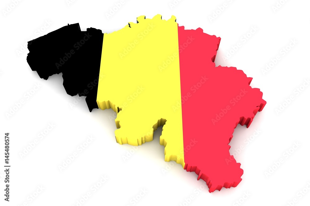 Country shape of Belgium - 3D render of country borders filled with ...
