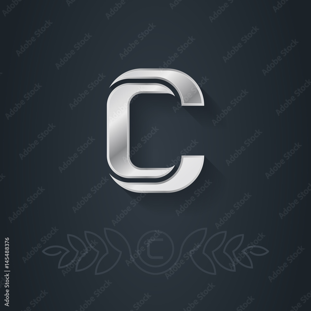 Letter C. Template for company logo with monogram element. Vector ...