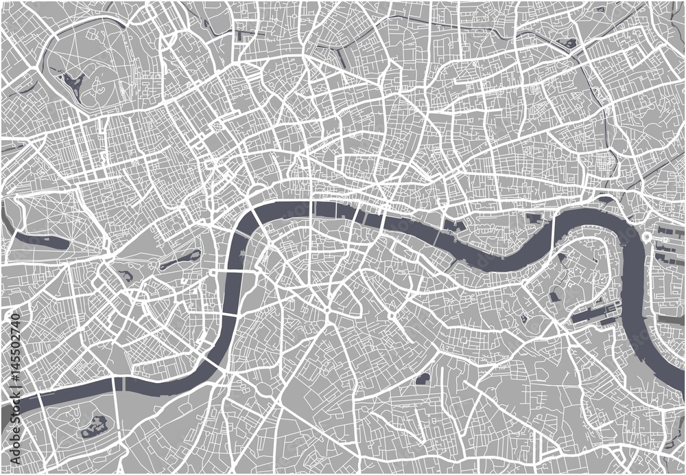 map of the city of London, Great Britain Stock Vector | Adobe Stock