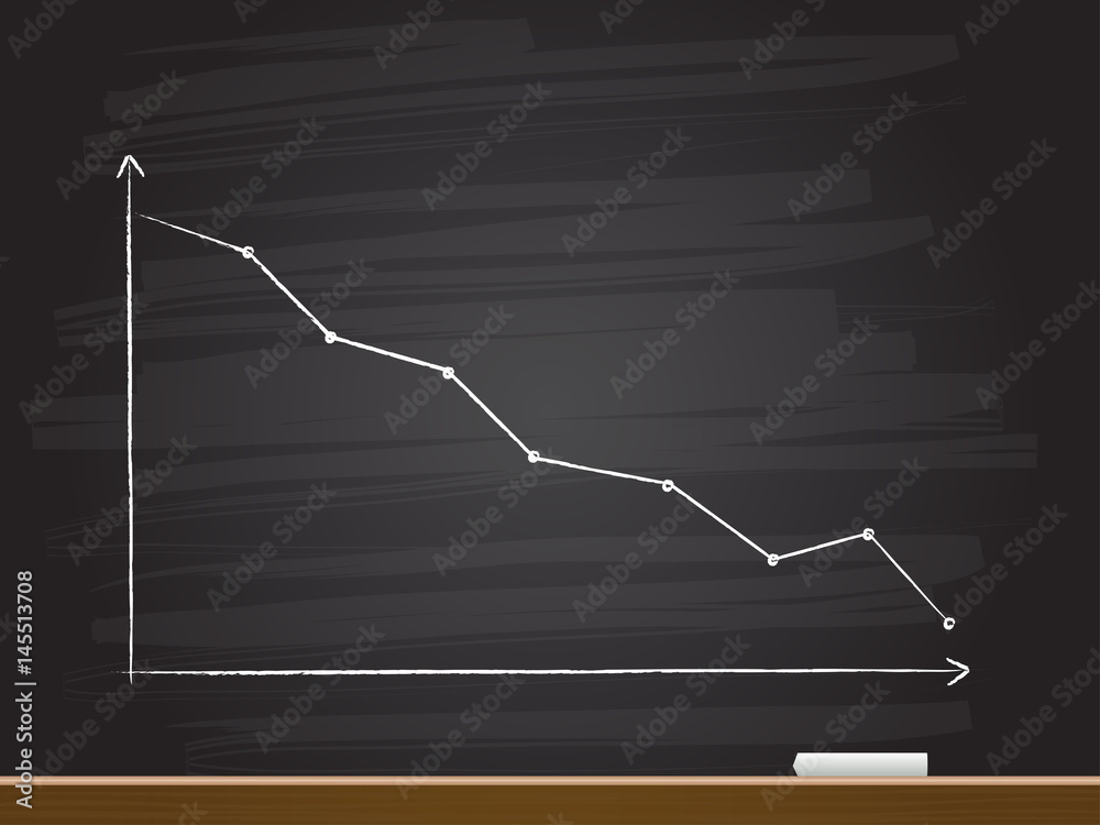 Chalk hand drawing with financial failure chart. Vector illustration ...
