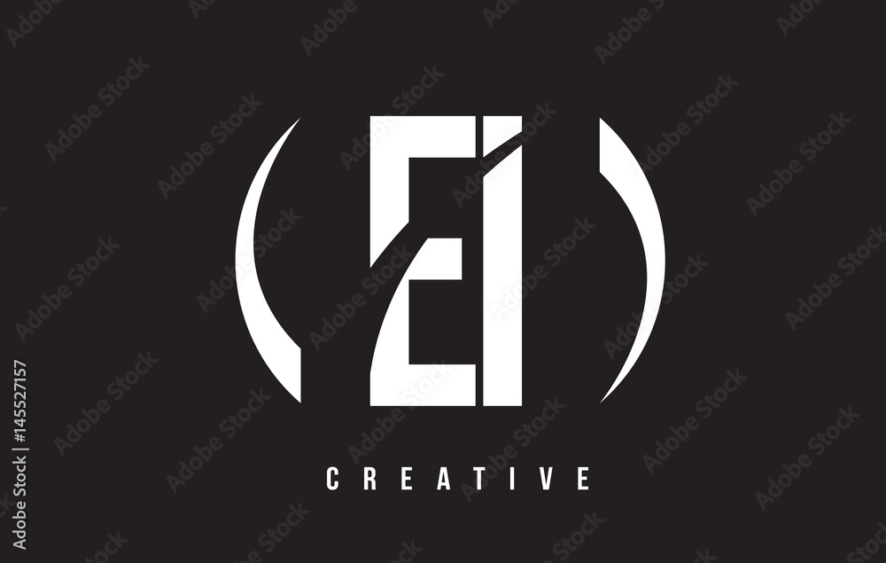 EI E I White Letter Logo Design with Black Background. Stock Vector ...