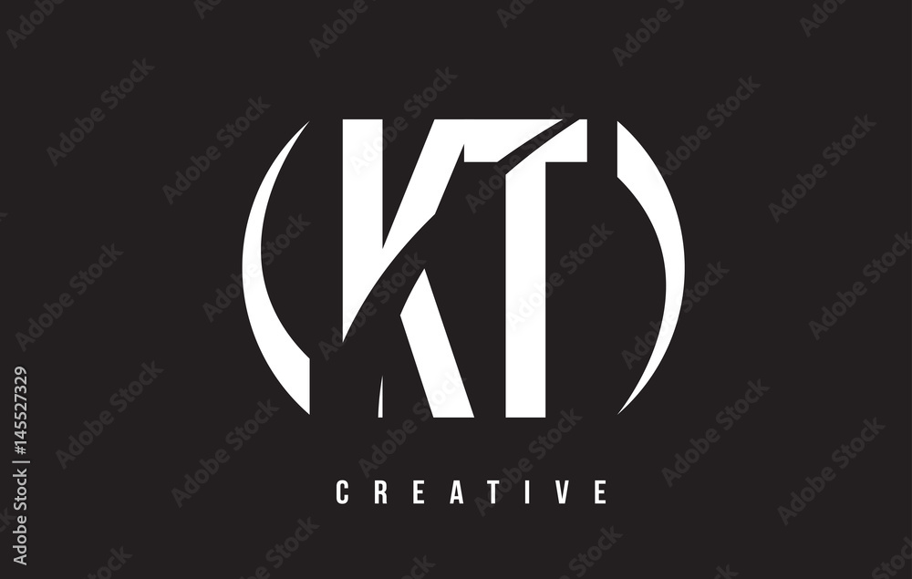 KT K T White Letter Logo Design with Black Background. Stock Vector ...