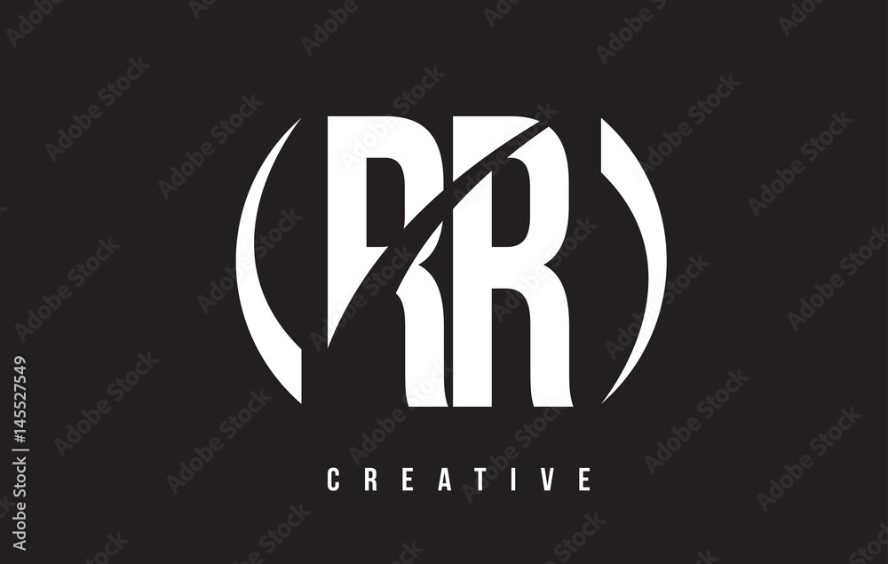 RR R White Letter Logo Design with Black Background. Stock Vector ...