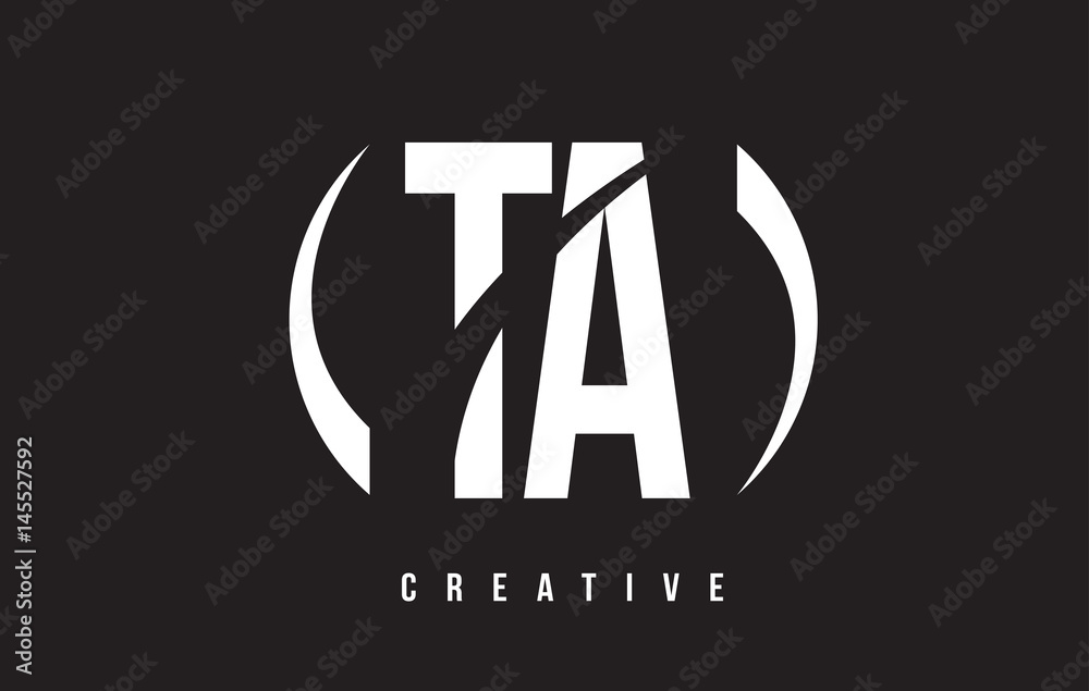 TA T A White Letter Logo Design with Black Background. Stock Vector ...