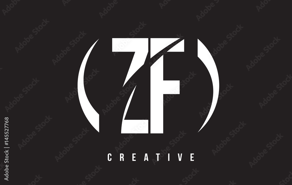 ZF Z F White Letter Logo Design with Black Background. Stock Vector ...